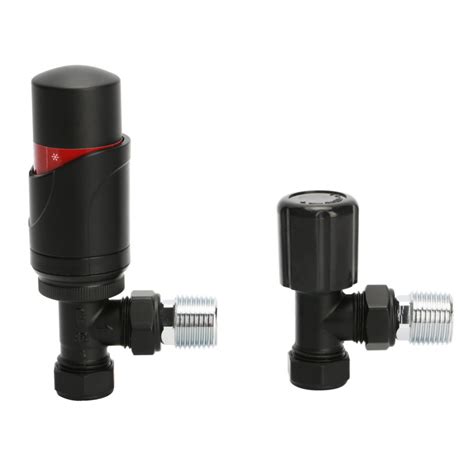 Black Trv Valves Angled With Lock Valve Set For 15mm The Underfloor