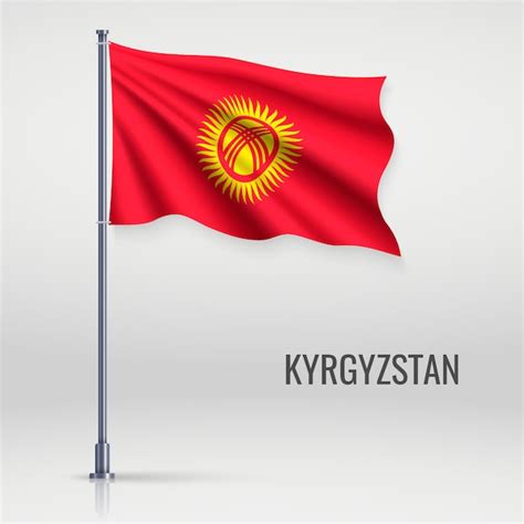 Развевающийся флаг на флагштоке Премиум векторы