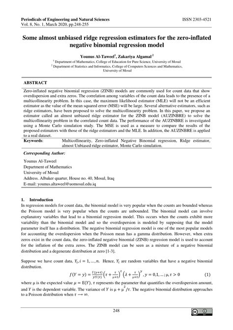 Pdf Some Almost Unbiased Ridge Regression Estimators For The Zero