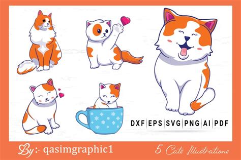 Cat Clipart Funny Cats Kawaii Kitten Doodle Kitty Icons