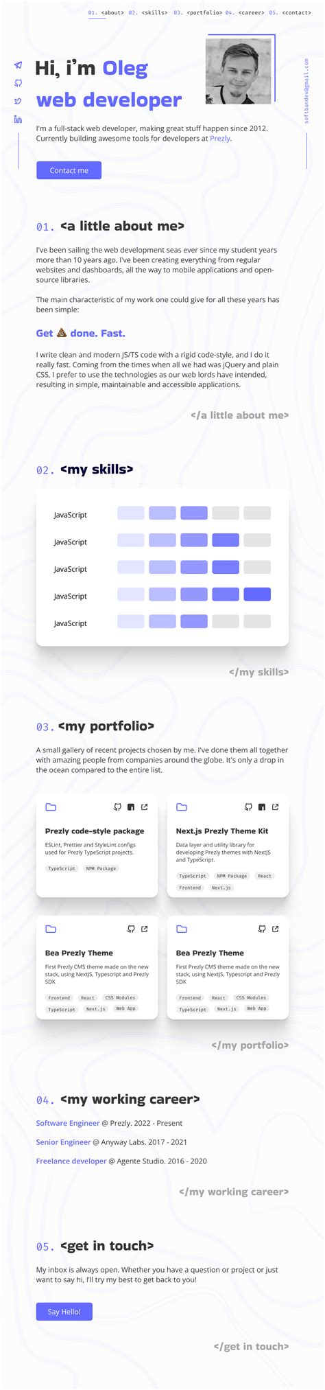 Developer Portfolio Design 1 Images Behance