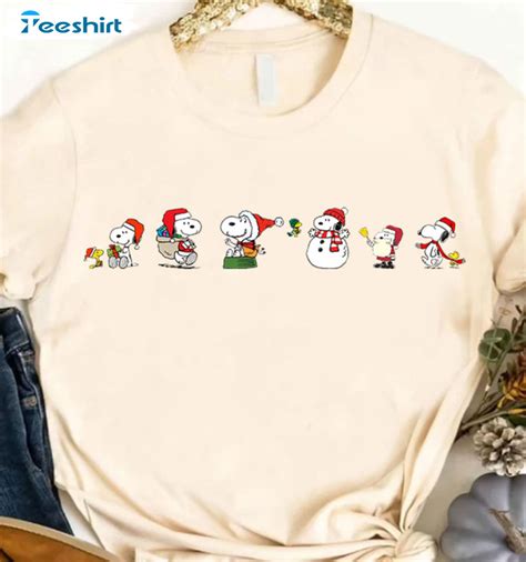 Snoopy Peanuts Christmas Shirt Christmas Vintage Short Sleeve Tee Tops