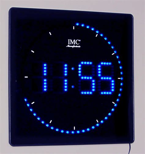 Led Wall Clock With Blue Numbers And Round Seconds Display Uk Home And Kitchen