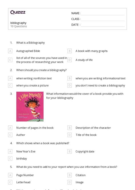 Citing Sources Worksheets For Th Class On Quizizz Free Printable