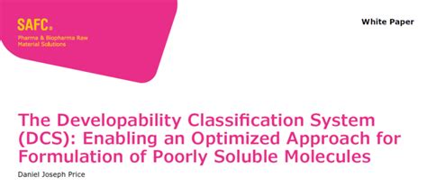 The Developability Classification System Dcs Enabling An Optimized