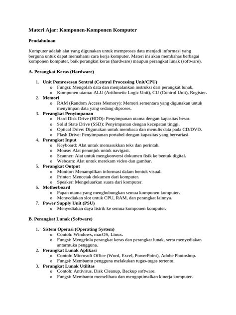Komponen Komputer Kelas X Pdf