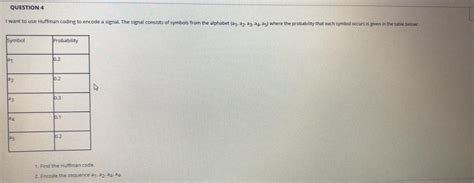 Solved Question 4 I Want To Use Huffman Coding To Encode A