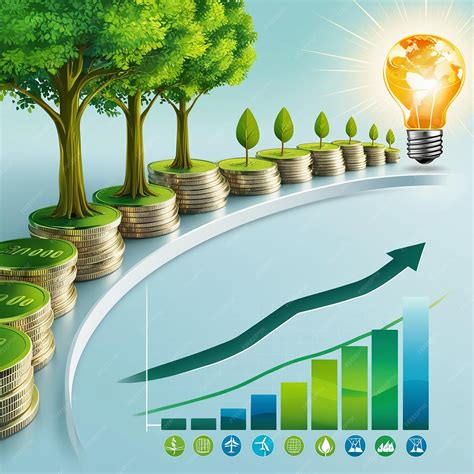 Green Energy Eco Energy Trees Growing On Coin Stacks Symbolize Green