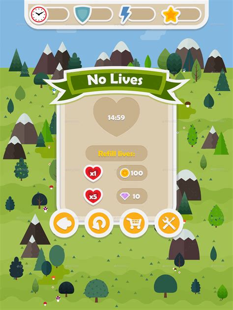 Flat Forest Game User Interface Set Game Assets Graphicriver