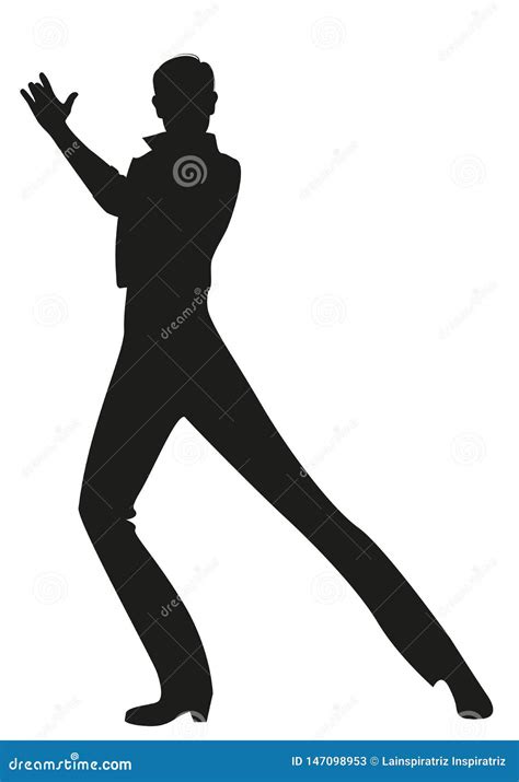 Silhouette Of Spanish Flamenco Dancer Man Dancing Isolated On White