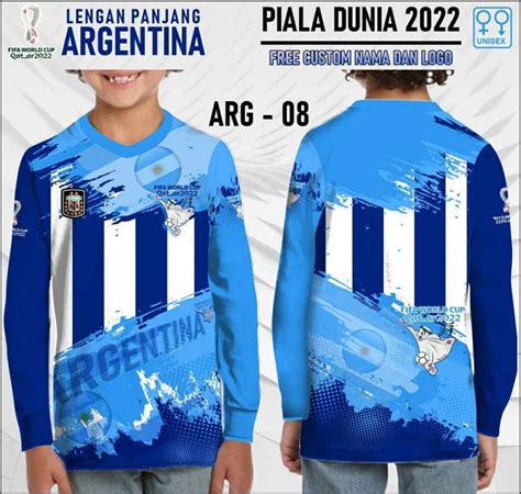 Promo Jersey Piala Dunia Qatar Baju Bola Anak Timnas Argentina Lengan Panjang BIRU TUA
