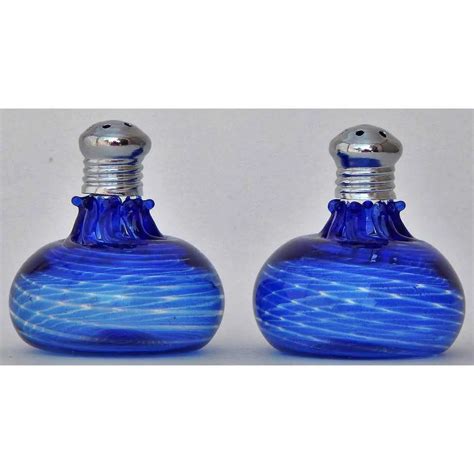 Blue Mini Blown Glass Salt And Pepper Shaker 302 Four Sisters Art