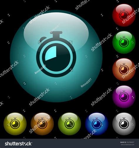 Timer Icons Color Illuminated Spherical Glass Stock Vector Royalty