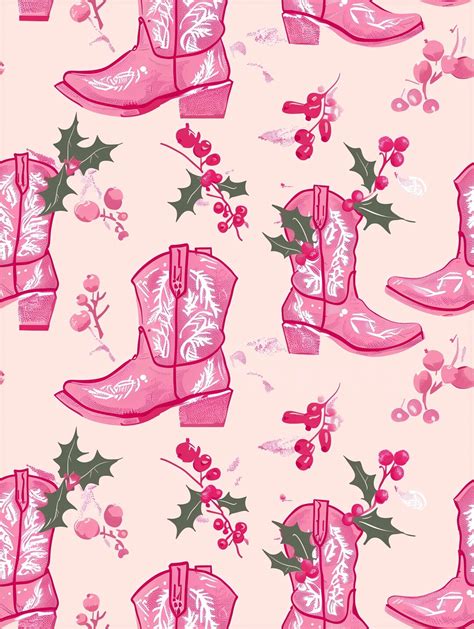 Christmas Cowgirl Wrapping Papers Coastal Cowgirl Pink Boot Wrapping