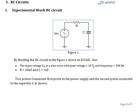 Solved 1 RC Circuits 51 Points I Experimental Work RC Chegg Com