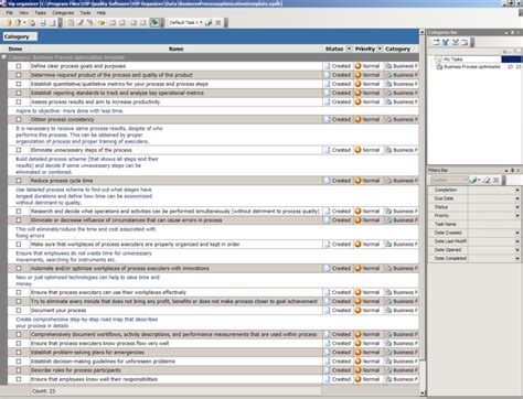 Business Process Optimization Template To Do List Organizer