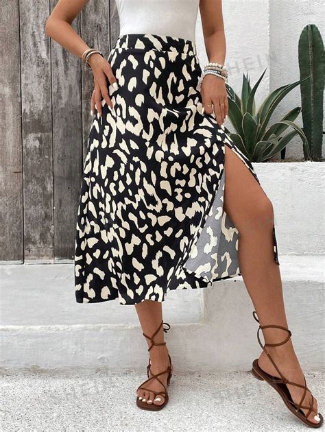 SHEIN LUNE Women S Long Leopard Print Skirt For Mother S Day And Summer