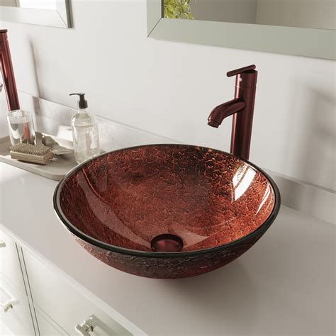 Shop Vigo Copper Glass Vessel Round Bathroom Sink At