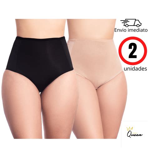 Kit c 2 Calcinha Cinta Modeladora Compressão Cós Alto Redutora de