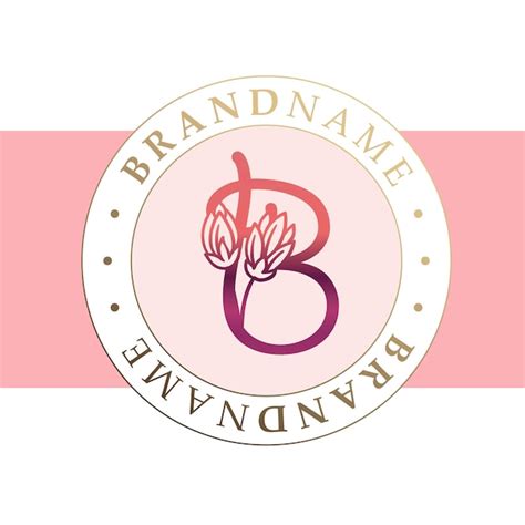 B Logotipo Floral Redondo De Color Rosa Vector Premium