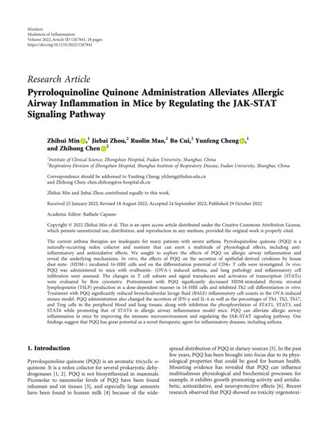 Pdf Pyrroloquinoline Quinone Administration Alleviates Allergic