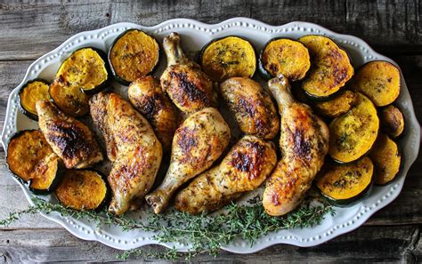 Perfect Herbed Roast Chicken With Acorn Squash And Sumac Butter
