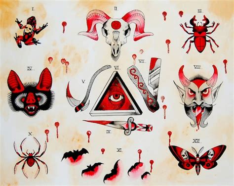 Items Similar To Halloween Tattoo Flash Sheet On Etsy