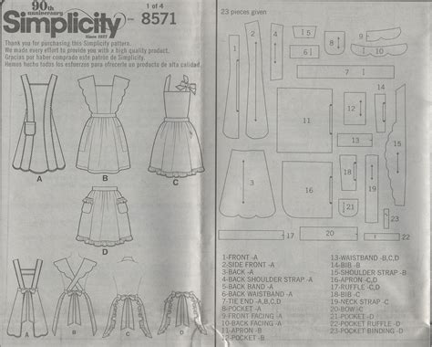 8571 Simplicity Crafts Misses Vintage Aprons With Bibs Etsy