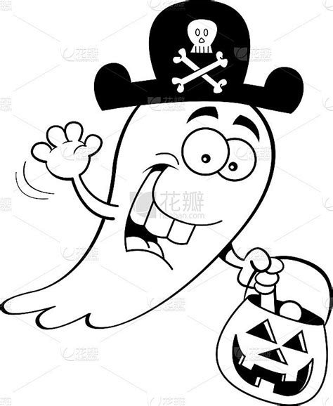 卡通幽灵装扮成海盗在不给糖就捣蛋。