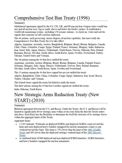 Comprehensive Test Ban Treaty Pdf Treaty On The Non Proliferation