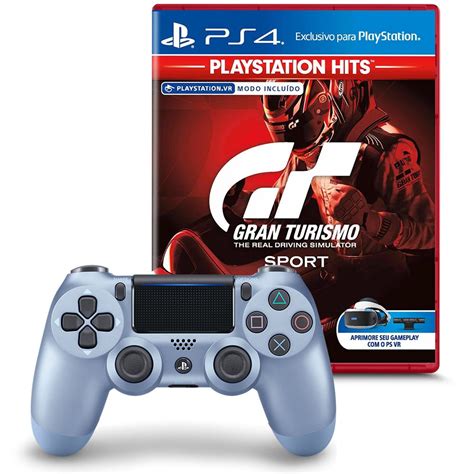 Controle Dualshock sem fio PS Azul Titânio Sony Gamers Kalunga