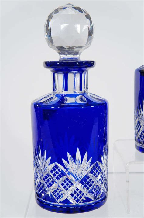 Fabulous Baccarat Cobalt Cut To Clear Crystal Eight Piece Dresser Set