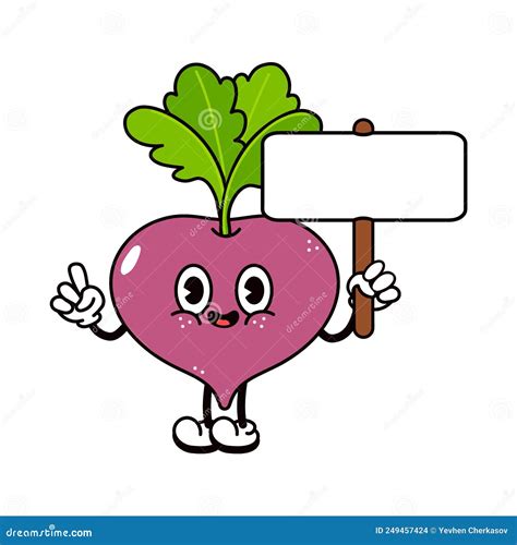 Cute Funny Radish With An Inscription Character Vector Hand Drawn