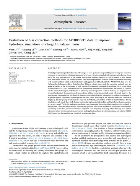 Pdf Evaluation Of Bias Correction Methods For Aphrodite Data To Improve Hydrologic Simulation