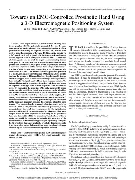 Pdf Towards An Emg Controlled Prosthetic Hand Using A 3 D Electromagnetic Positioning System