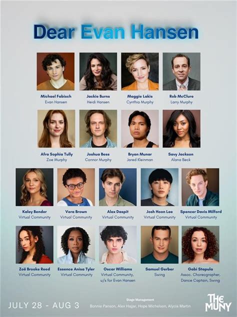 Full Cast Announced For Muny Premiere Of Dear Evan Hansen The Muny