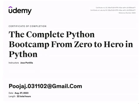 Pooja Jain On Linkedin Internship Python Udemycourse Udemycertificate