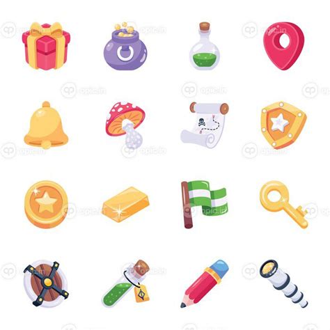 دانلود مجموعه آیکون از عناصر بازی آیکون های تخت اوپیک