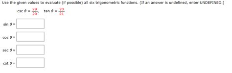Solved Use The Given Values To Evaluate If Possible All