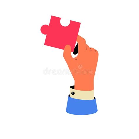 Hand Holding Puzzle Piece In Flat Vector Illustration Symbolizing Problem Solving Strategy And