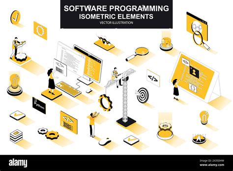 Software Programming Bundle Of Isometric Elements Program Languages
