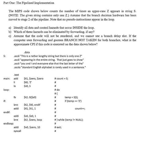 Part One The Pipelined Implementation The Mips Code