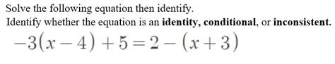 solved solve the following equation then identify identify