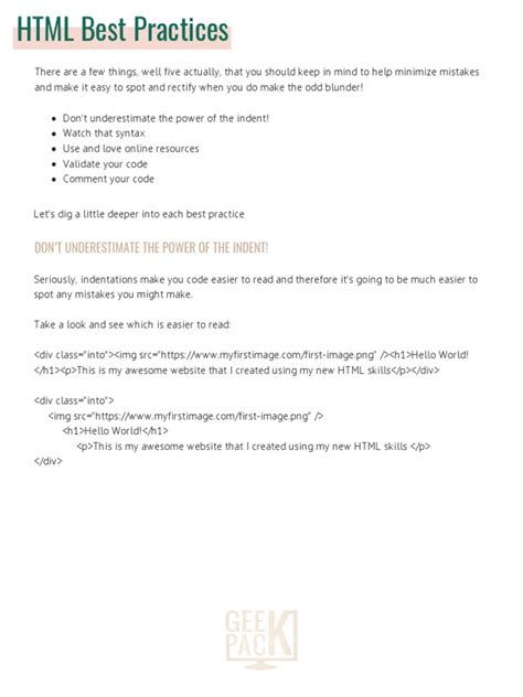 Html Best Practices Pdf Html Html Element