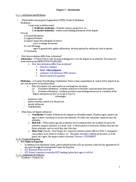Intl Arbitration Outline[1] Arbitration Mediation