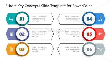 6 Item Key Concepts Slide Powerpoint Template Slidemodel