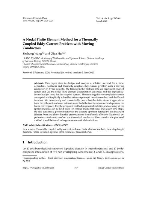 Global Science Press A Nodal Finite Element Method For A Thermally