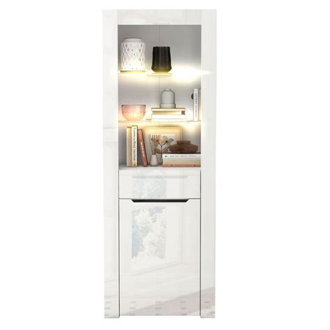 Merax Vitrine Hochglanz Mit Led Bücherschrank Mit Glasablagen Und