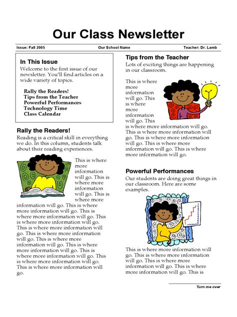 classroom newsletter template 3 free templates in pdf word excel