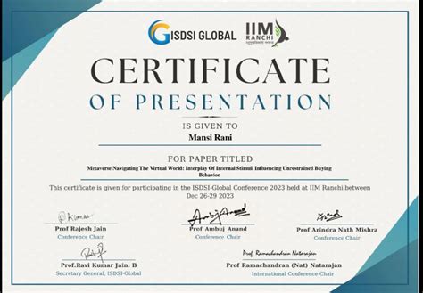 Mansi Bansal On Linkedin Iimranchi Conference Presentation